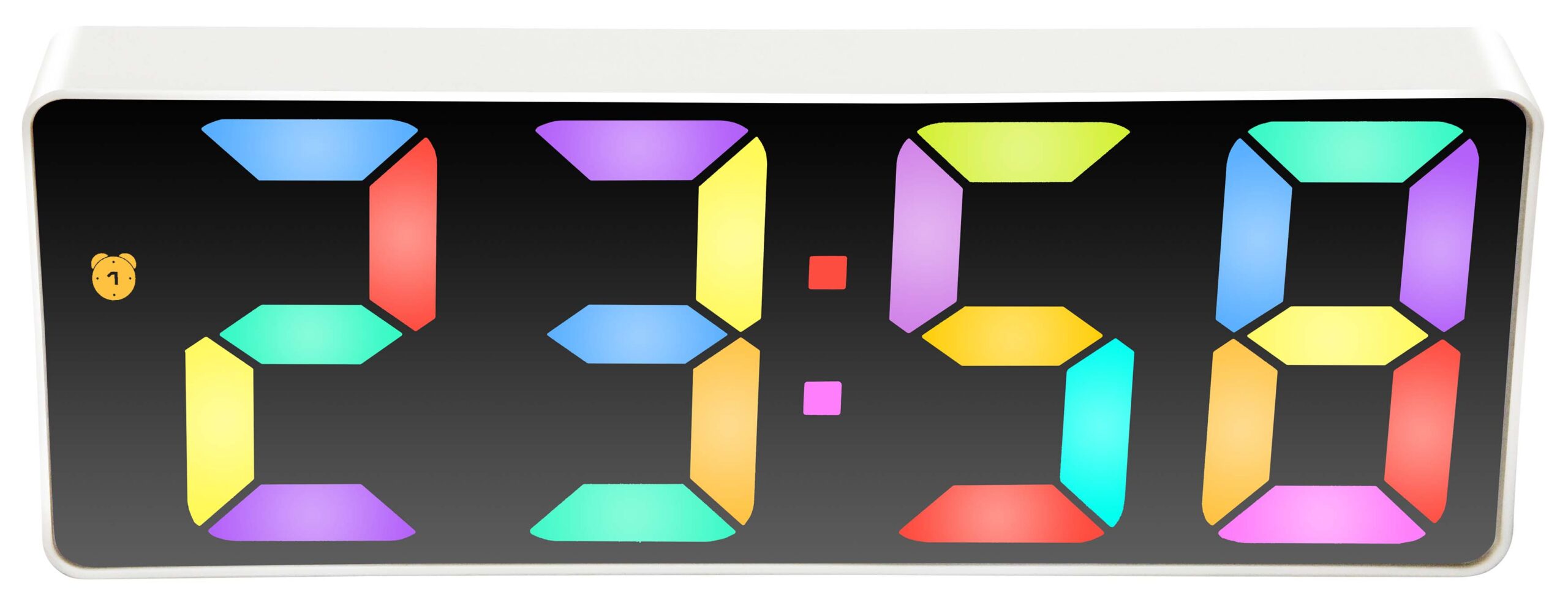 Digital Tabletop Clock - White with Multi-Color Display - SKU #20220WH ...